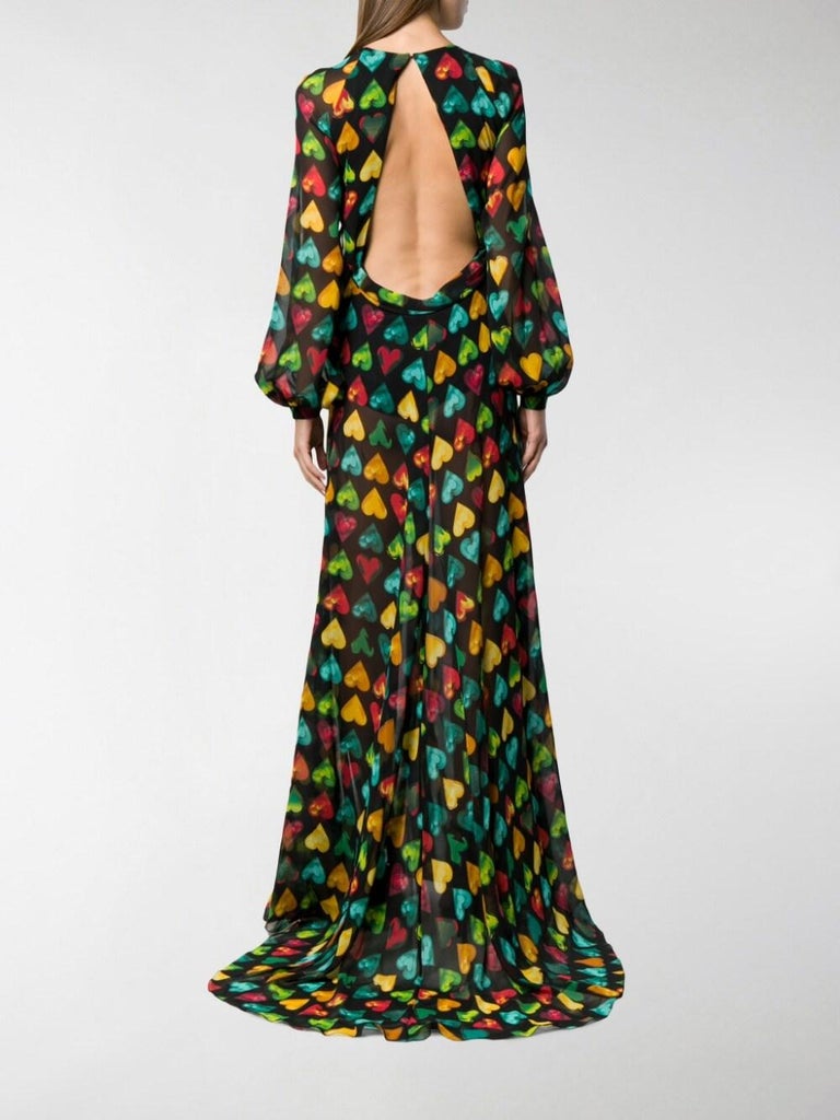 Pre-Fall 2019 look # 57 VERSACE MULTI COLOR LOVE PRINT LONG DRESS 38 ...
