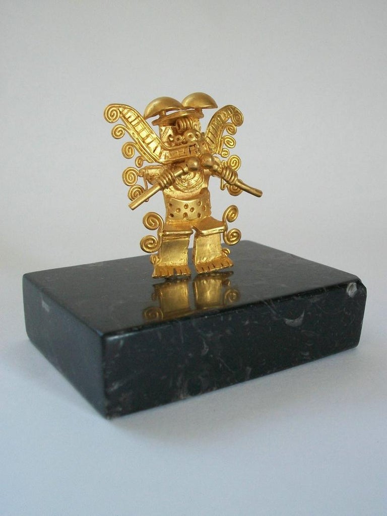 Pre-Hispanic Style Artifact Paperweight, Marble Base, Columbia, Circa ...