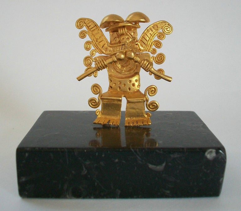 Pre-Hispanic Style Artifact Paperweight, Marble Base, Columbia, Circa ...