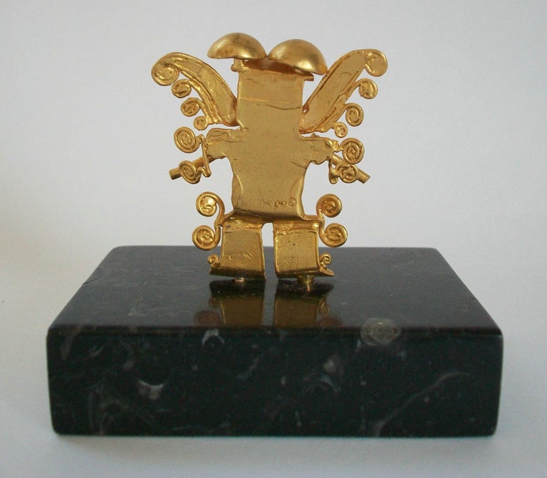 Pre-Hispanic Style Artifact Paperweight, Marble Base, Columbia, Circa ...