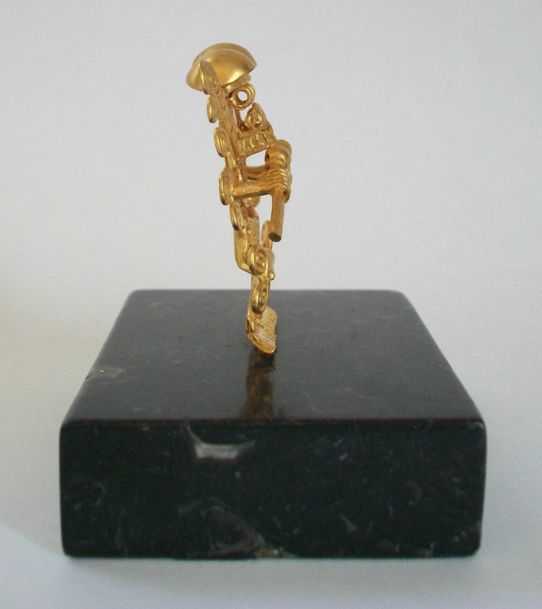 Pre-Hispanic Style Artifact Paperweight, Marble Base, Columbia, Circa ...