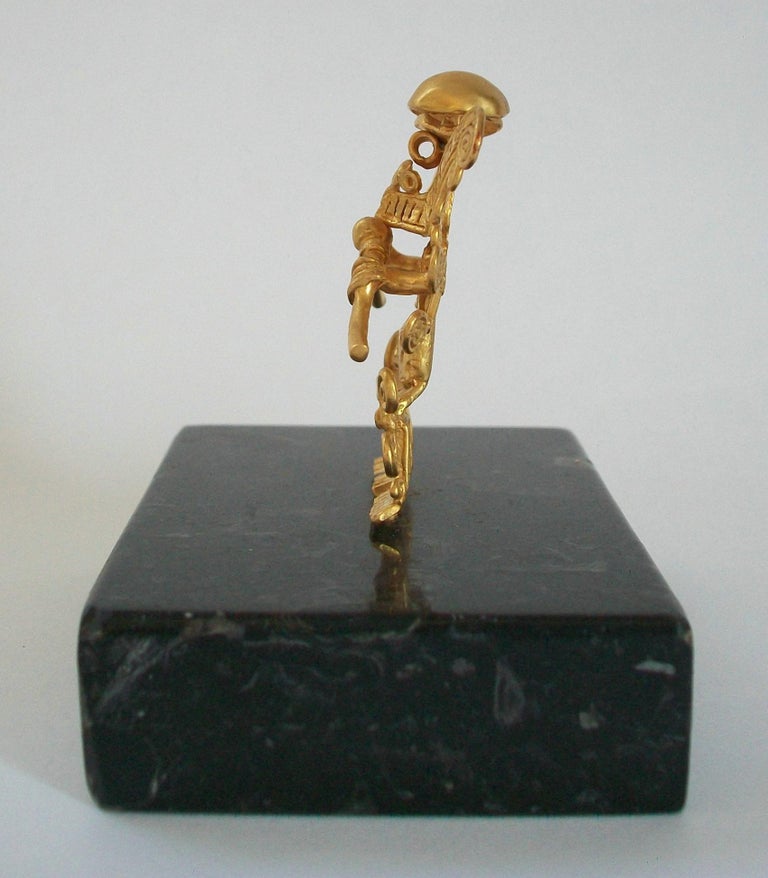 Pre-Hispanic Style Artifact Paperweight, Marble Base, Columbia, Circa ...