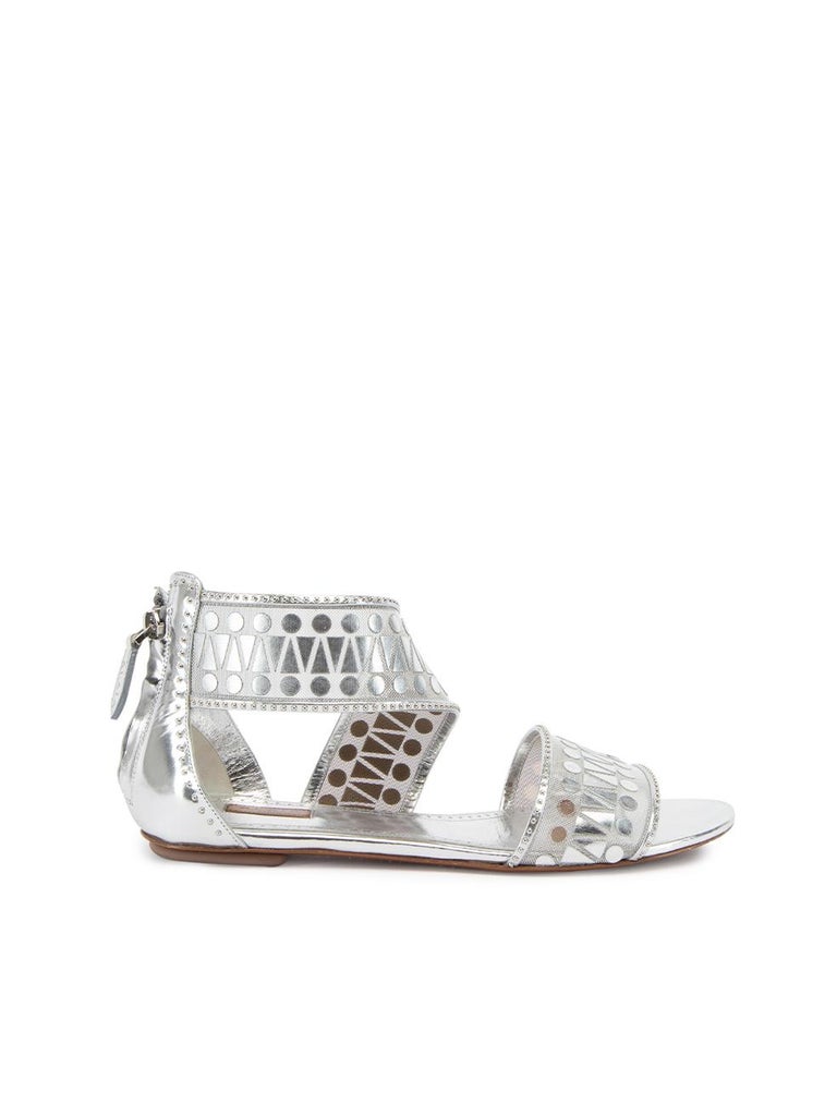 Pre-Loved Alaïa Women's Silver Leather Metallic Mesh Sandals For Sale ...