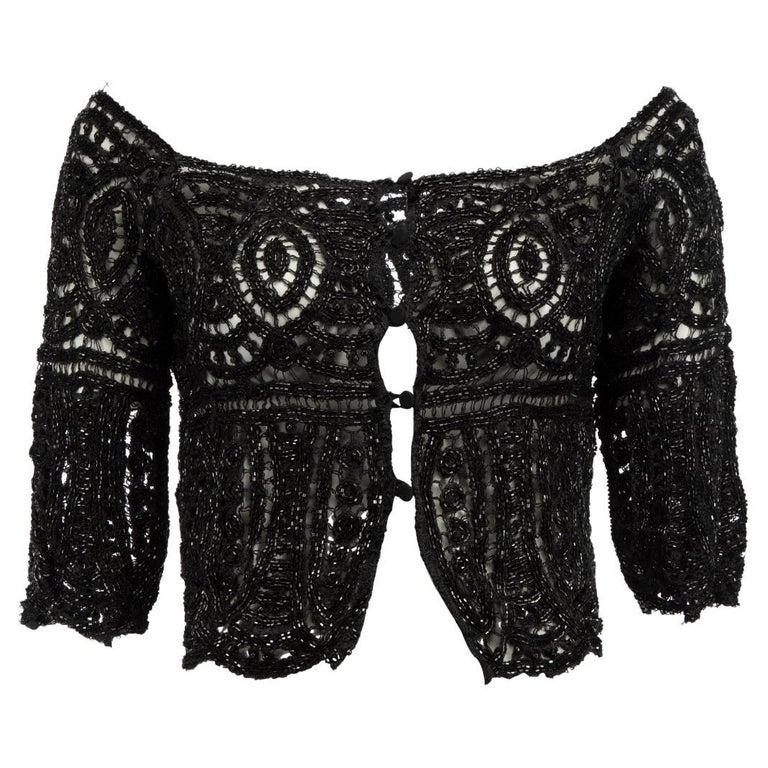 Pre-Loved Alberta Ferretti Women's Black Beaded Top with Cut Out Detail ...