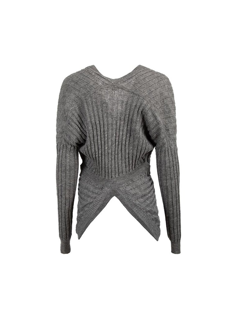 Pre-Loved Alexander Wang Women's Grey Crossover Detail Knit Cardigan ...