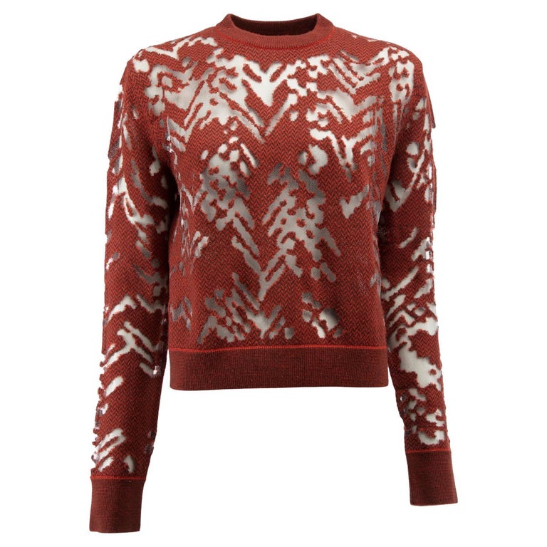 Pre-Loved Alexander Wang Women's Red Knit Mesh Sweater For Sale at 1stDibs
