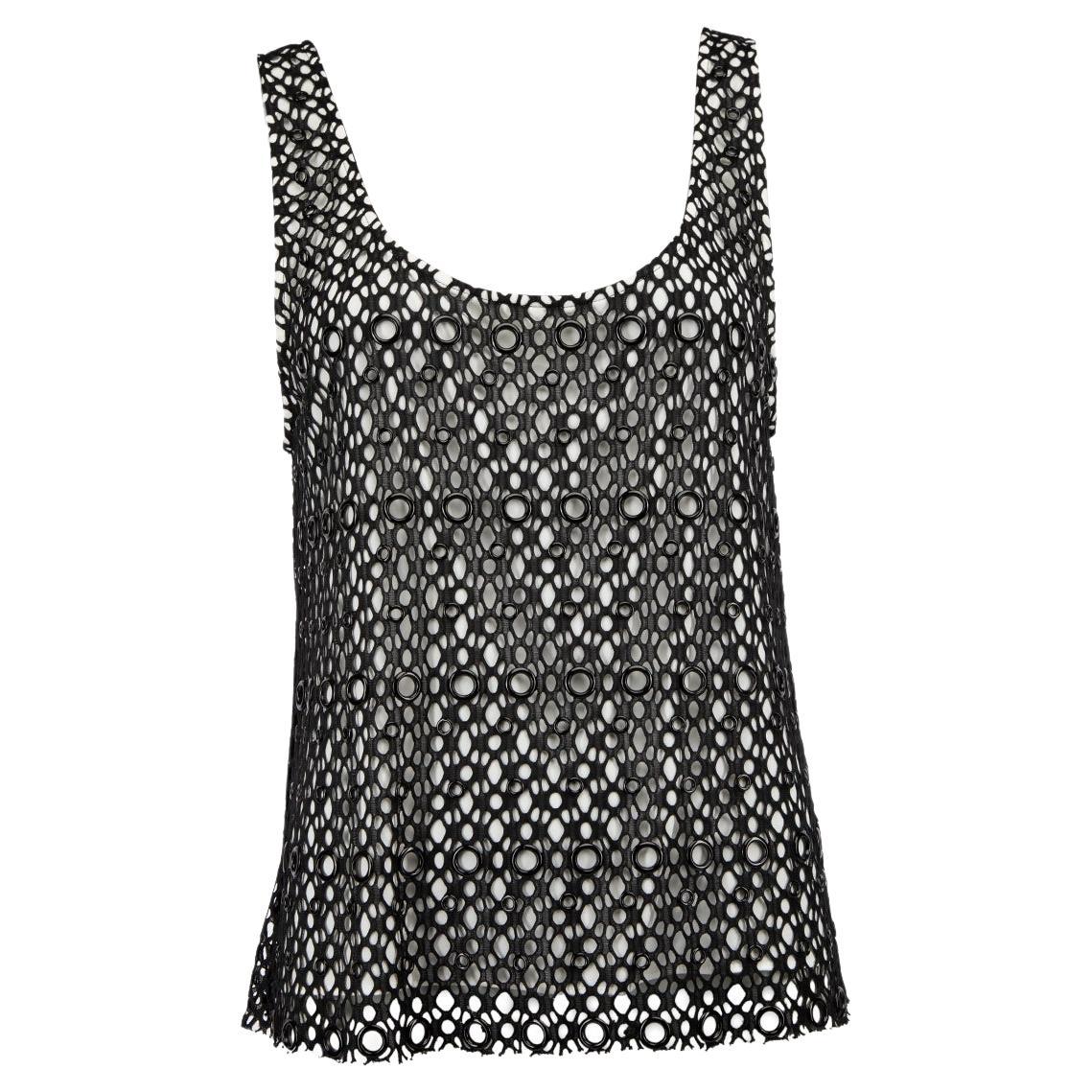 Pre-Loved Alice and Olivia Women's Black and White Mesh Eyelets Tank ...