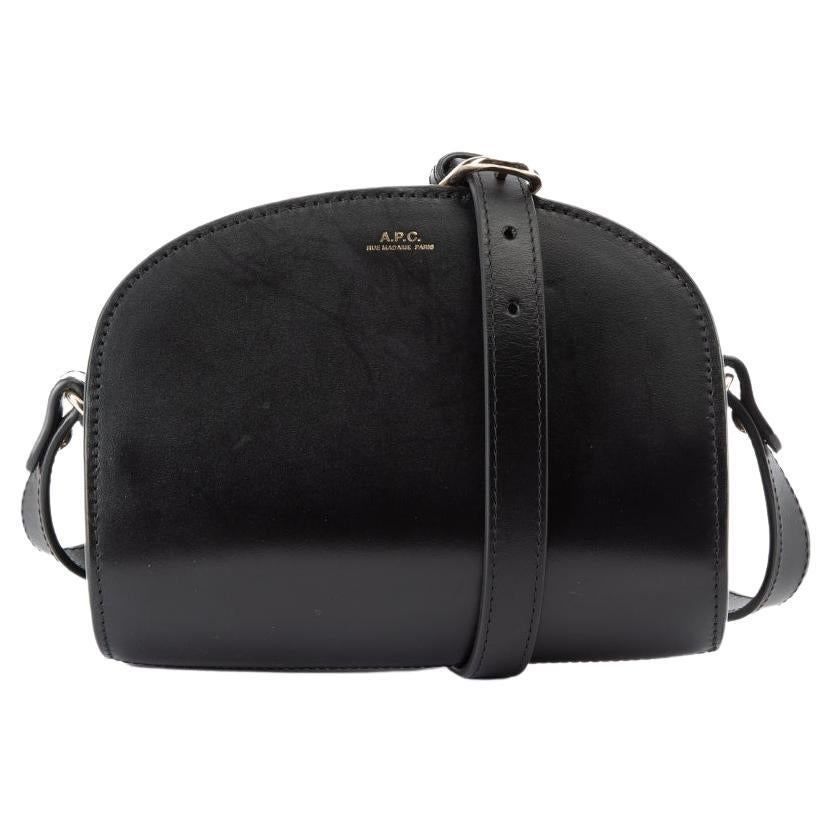 Pre-Loved APC Women's Black Leather Demi-Lune Bag For Sale at 1stDibs