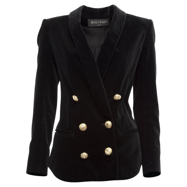 Pre-Loved Balmain Women's Velvet Buttons Embellished Jacket For Sale at ...