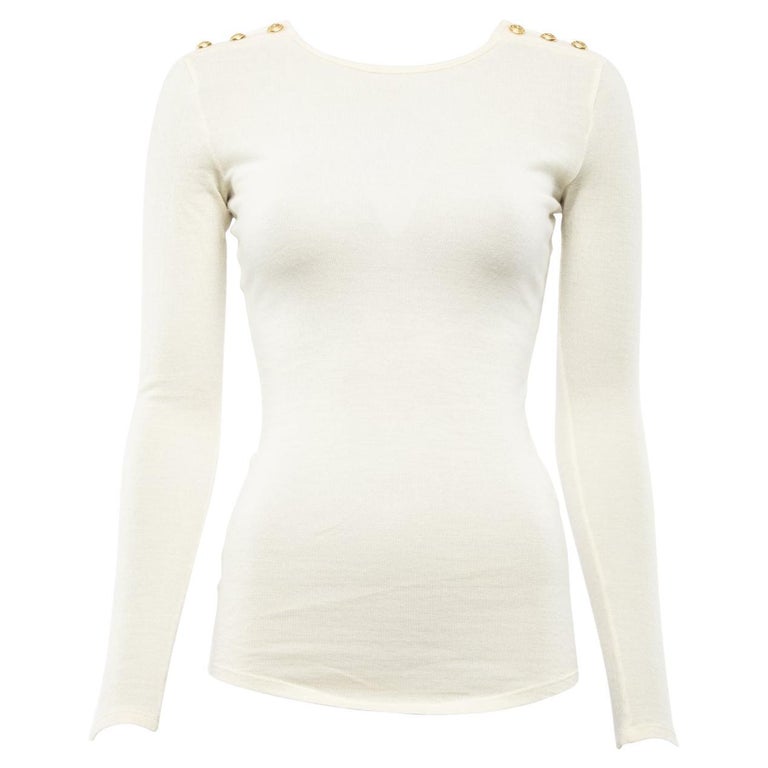 Pre-Loved Balmain Women's Wool Top Buttons Embellished For Sale at 1stDibs