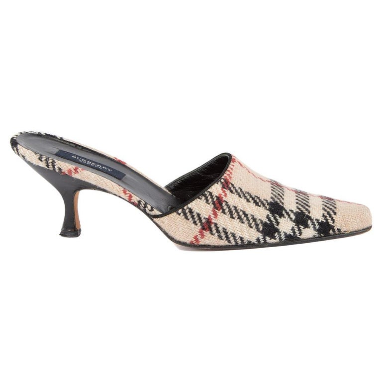 Pre-Loved Burberry Women's Beige House Check Pointed Toe Mule For Sale ...