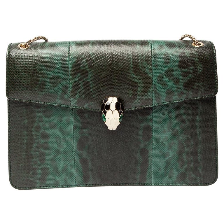 Pre-Loved Bvlgari Women's Lizard Emerald Karung Serpenti Forever ...