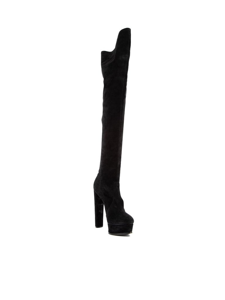 Pre-Loved Casadei Women's Black Suede Platform Thigh Boots For Sale at ...
