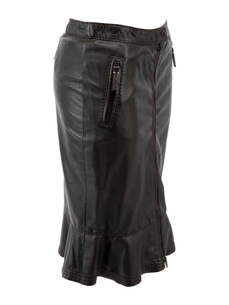 Pre-Loved Cheap and Chic by Moschino Women's Dark Brown Leather Skirt ...