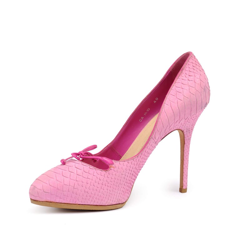 Pre-Loved Christian Dior Women's Pink Exotic Leather Embossed Pump ...