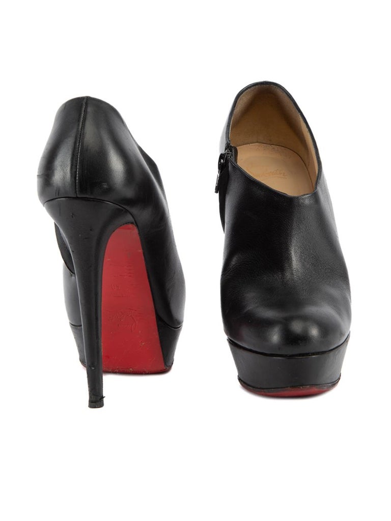 Pre-Loved Christian Louboutin Women's Black Leather Miss 120 Platform ...