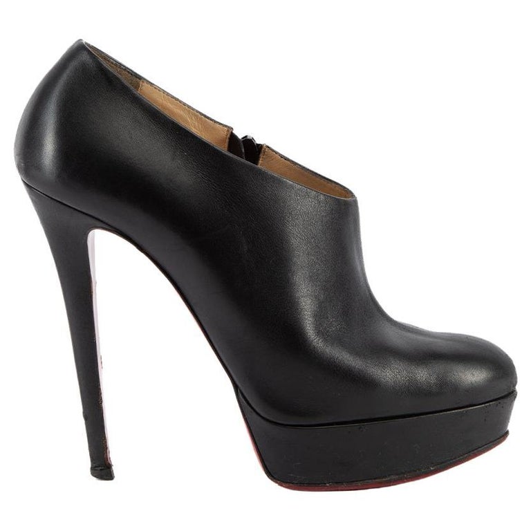Pre-Loved Christian Louboutin Women's Black Leather Miss 120 Platform ...