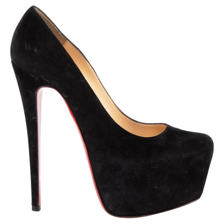 Pre-Loved Christian Louboutin Women's Black Suede Dolly Heels For Sale ...