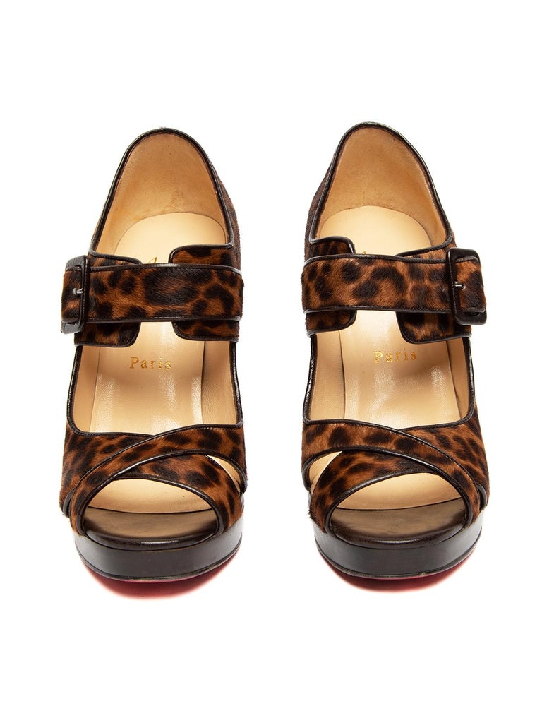 Pre-Loved Christian Louboutin Women's Pony Hair Leopard Print Strap ...