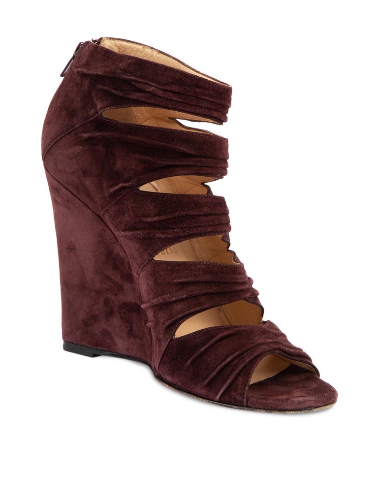 Pre-Loved Christian Louboutin Women's Russet Coloured Cut Out Wedges ...