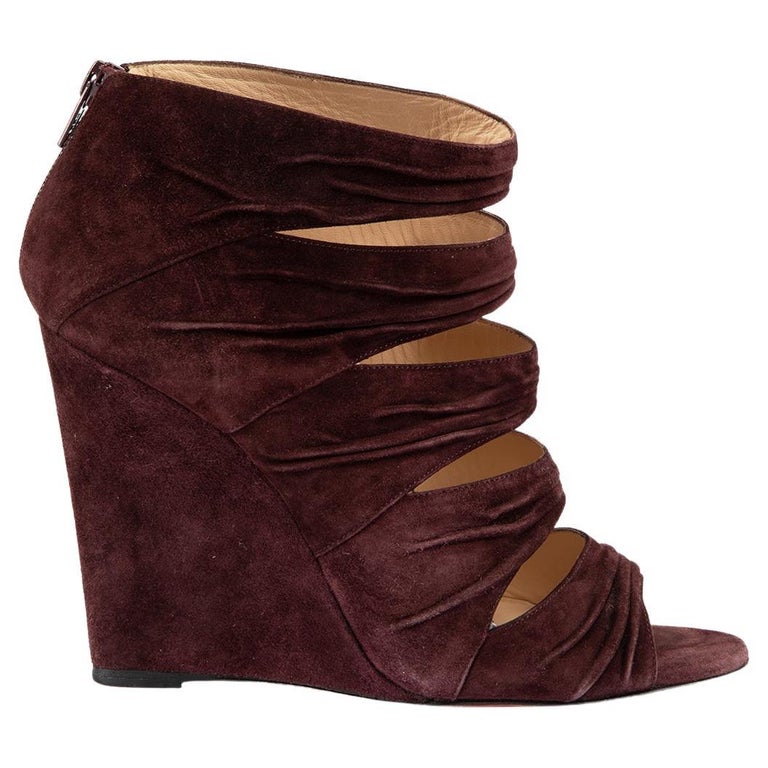 Pre-Loved Christian Louboutin Women's Russet Coloured Cut Out Wedges ...
