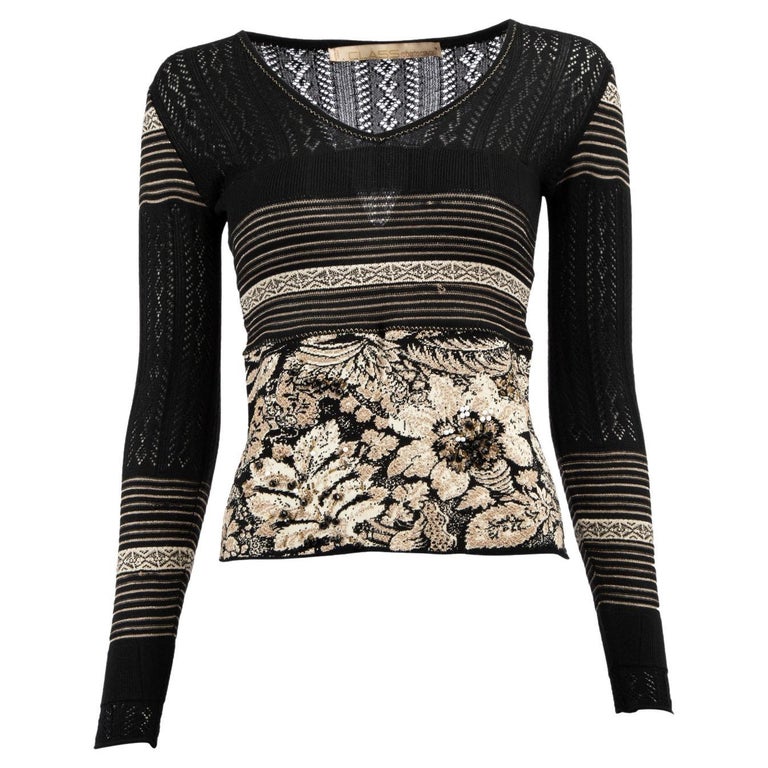 Pre-Loved Class Roberto Cavalli Women's Black Floral Beaded Accent ...