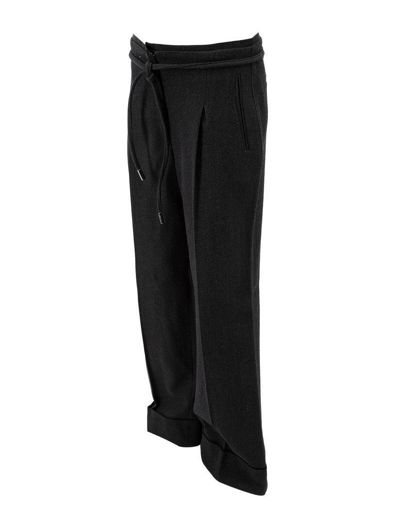 Pre-Loved Dolce and Gabbana Women's Black Wide Leg Trousers with Rope ...