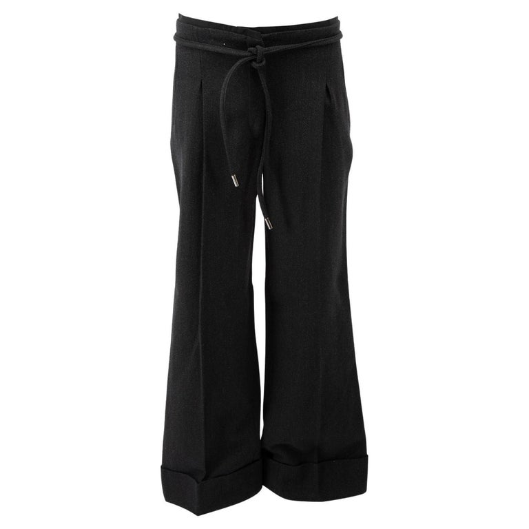 Pre-Loved Dolce and Gabbana Women's Black Wide Leg Trousers with Rope ...