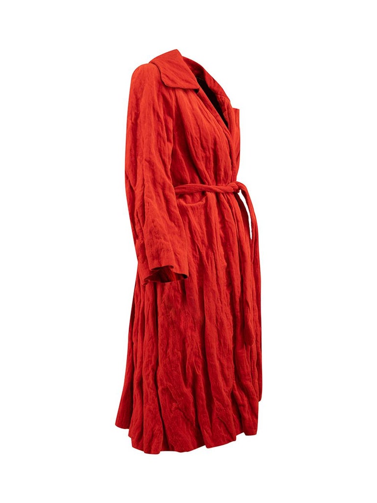 Pre-Loved Dries Van Noten Women's Blood Orange Long Velvet Pleated ...