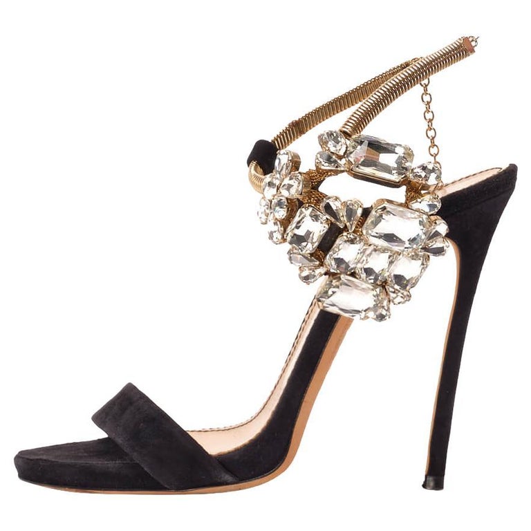 Pre-Loved Dsquared2 Women's Black Suede Jewelled Sandal Heels For Sale ...