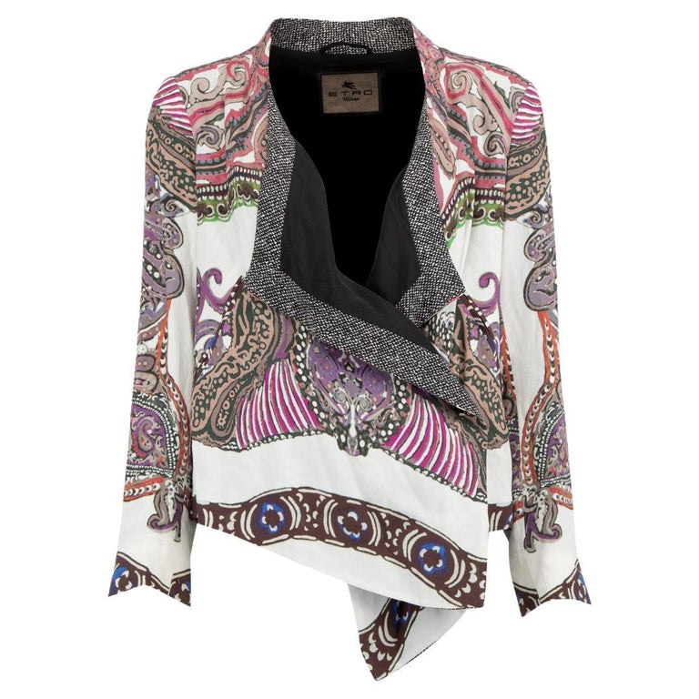 Pre-Loved Etro Women's Multicolour Patterned Cropped Evening Jacket with Silk Li For Sale at 1stDibs
