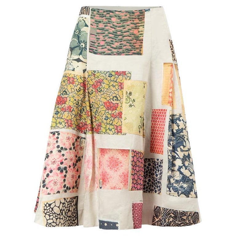 Pre-Loved Etro Women's Patchwork Design Flared Skirt For Sale at 1stDibs