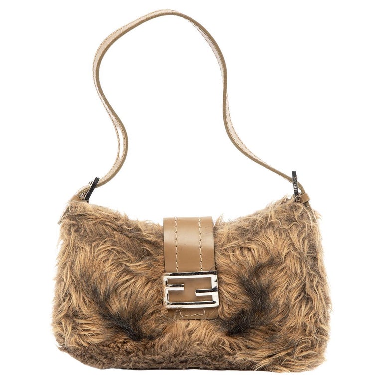 Pre-Loved Fendi Women's Faux Fur Leather Bag For Sale at 1stDibs