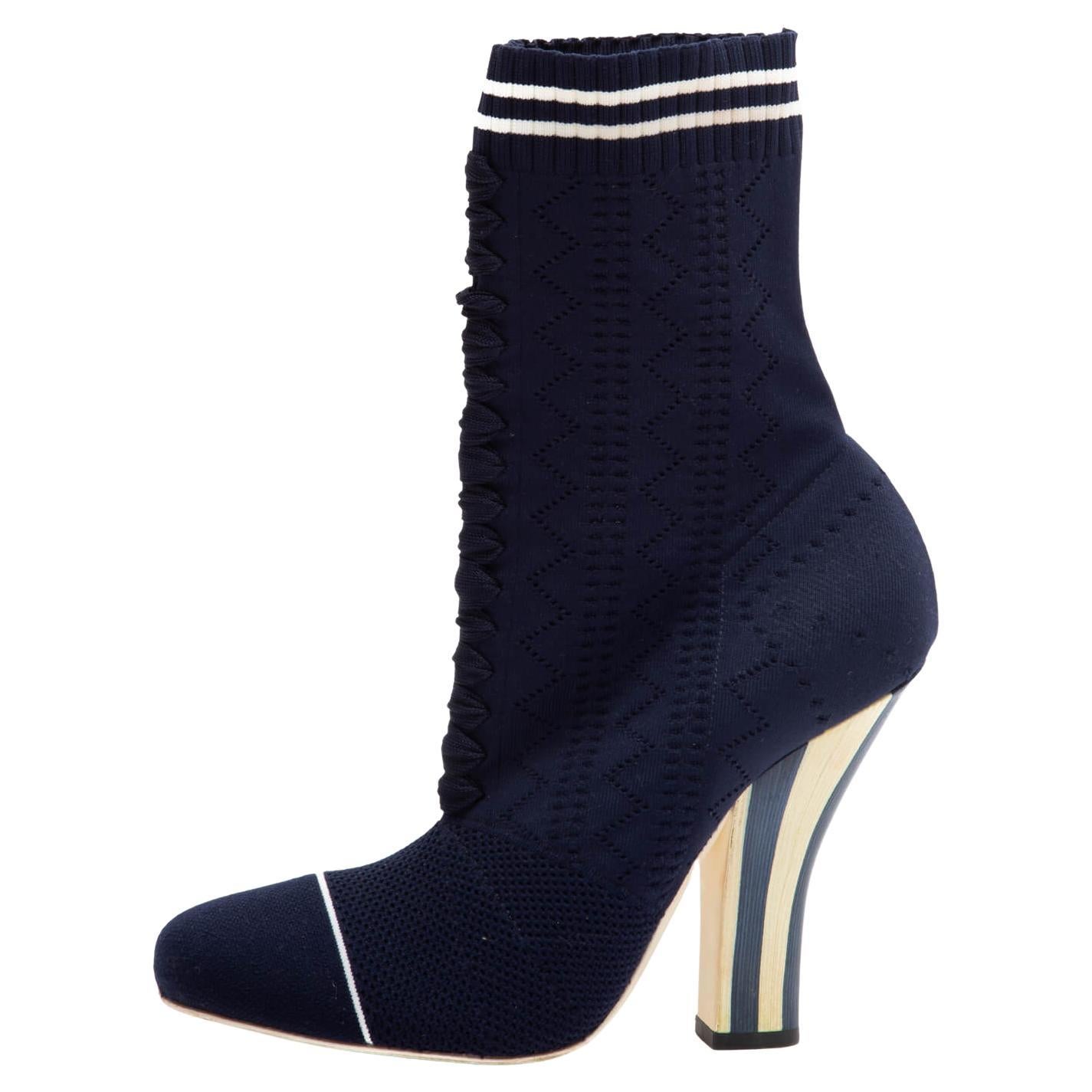 Fendi Black Leather Polifonia Booties Size 36 at 1stDibs