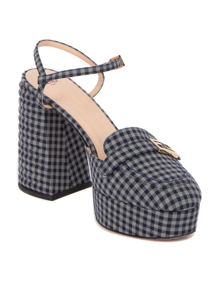 Pre-Loved Fendi Women's Gingham Vichy Promenade Moccasin Sandals For ...