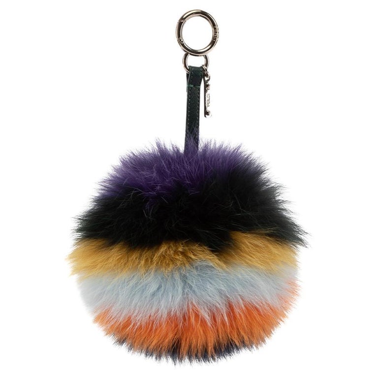 Pre-Loved Fendi Women's Multicolour Fur Pom Pom Keyring For Sale at 1stDibs