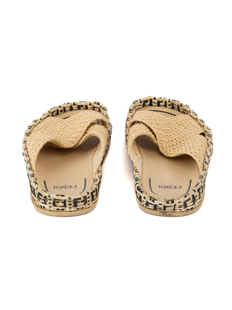 Pre-Loved Fendi Women's Woven Criss Cross Sandals For Sale at 1stDibs