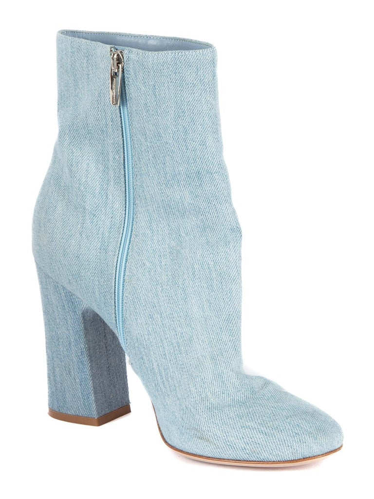 Pre-Loved Gianvito Rossi Women's Denim Ankle Boots For Sale at 1stDibs