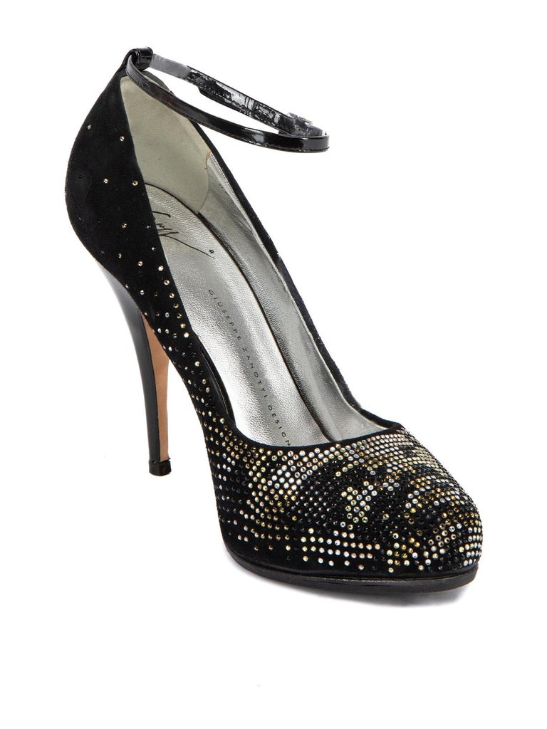 Pre-Loved Giuseppe Zanotti Women's Black Gemstone Embellished Ankle ...