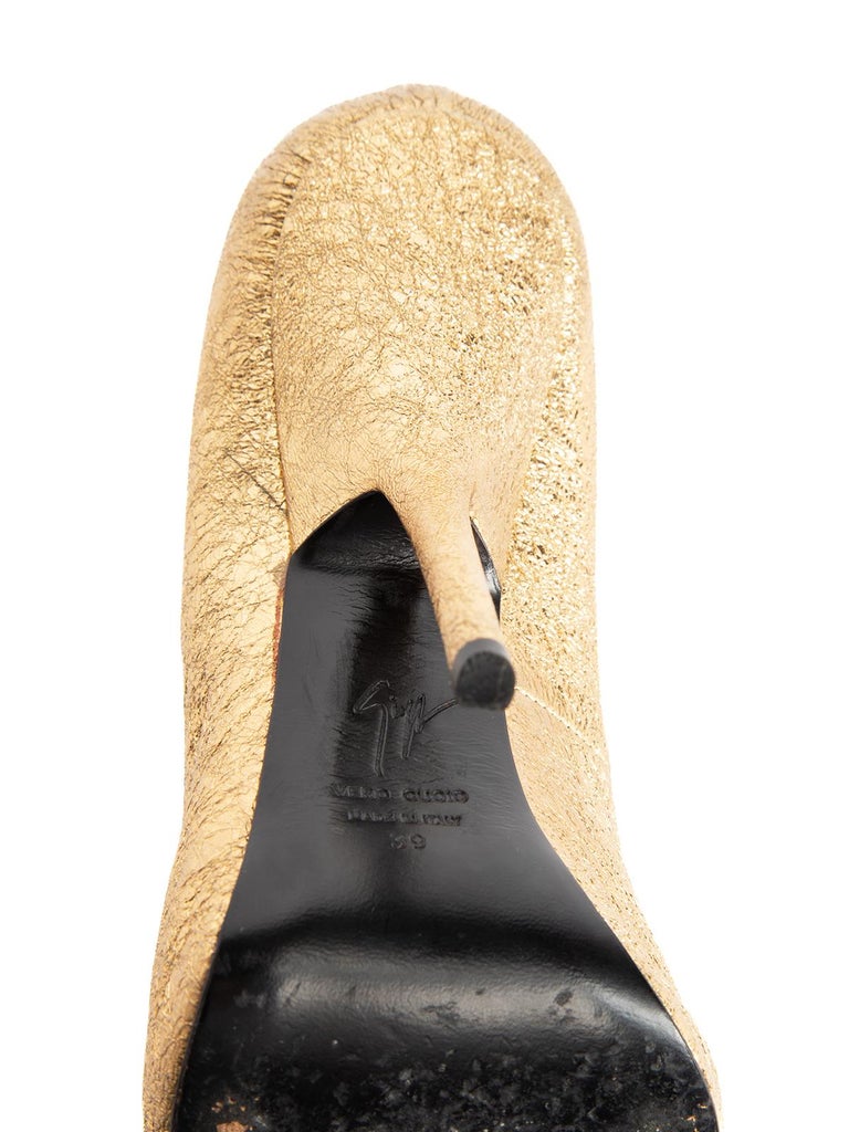 Pre-Loved Giuseppe Zanotti Women's Peep Toe Gold Crinkle Texture Heels ...