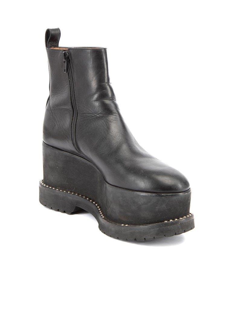 Pre-Loved Givenchy Women's Black Leather Studded Platform Boots at 1stDibs
