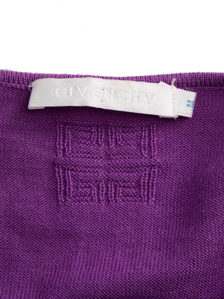 Pre-Loved Givenchy Women's Vintage Purple Crewneck Cardigan For Sale at ...