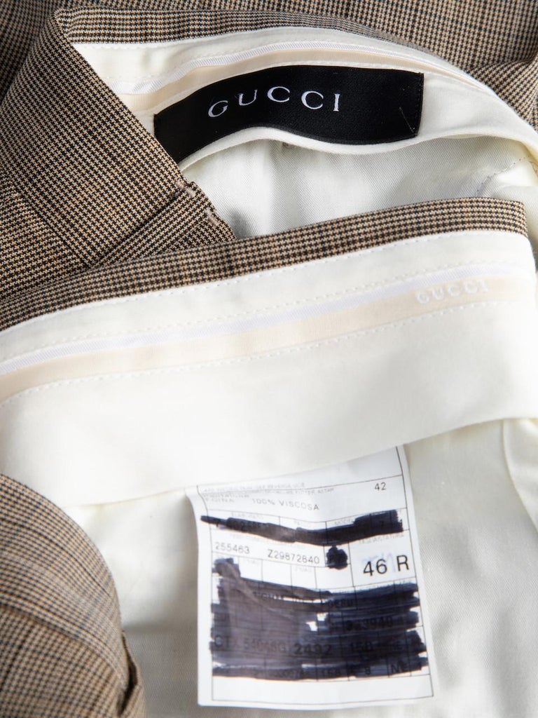 Pre-Loved Gucci Women's Brown Wool Checked Suit Trousers For Sale at ...