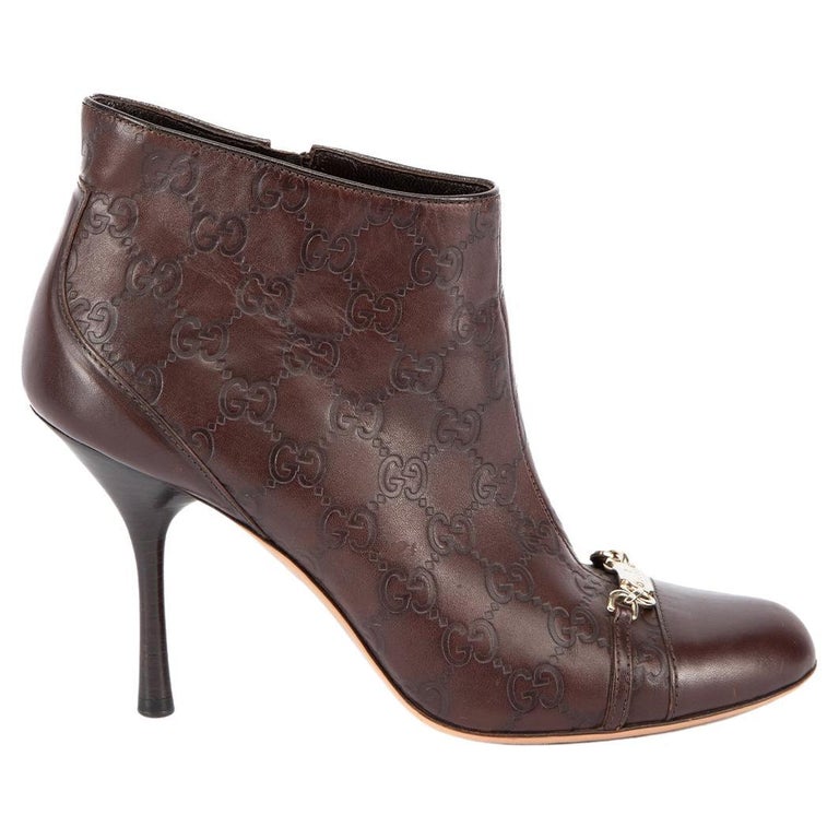 Pre-Loved Gucci Women's Burgundy Leather Guccissima Cap Toe Ankle ...