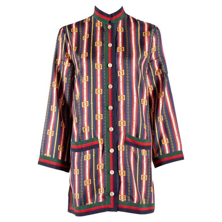 Pre-Loved Gucci Women's GG Multicoloured Print Blouse For Sale at 1stDibs