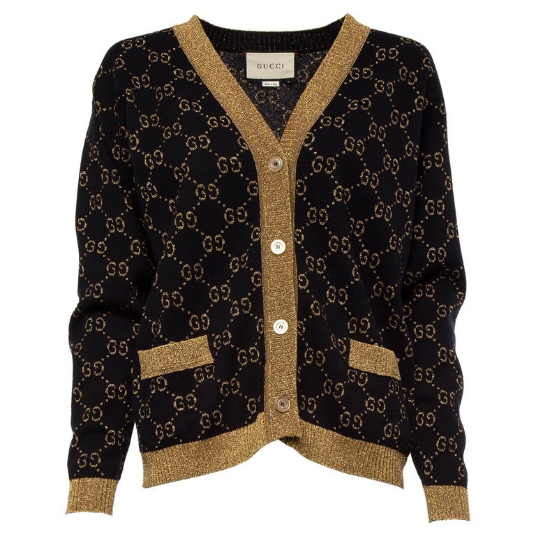 Pre-Loved Gucci Women's GG Print Cardigan For Sale at 1stDibs