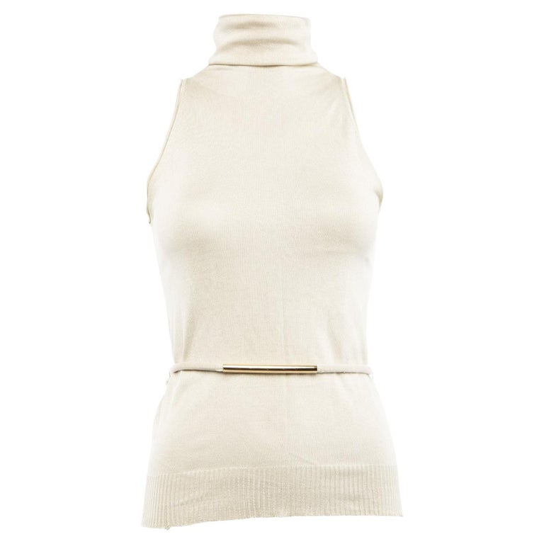 Pre-Loved Gucci Women's Roll Neck Vintage Belted Top For Sale at 1stDibs