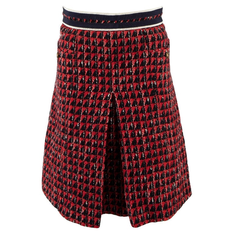 Pre-Loved Gucci Women's Tweed A-Line Skirt For Sale at 1stDibs
