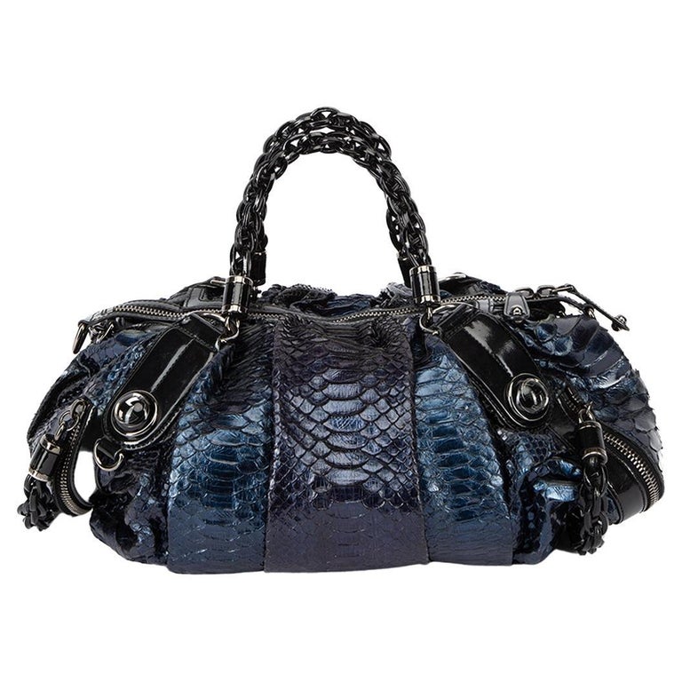 Pre-Loved Gucci Women's Vintage Blue Python Galaxy Top Handle Bag For ...