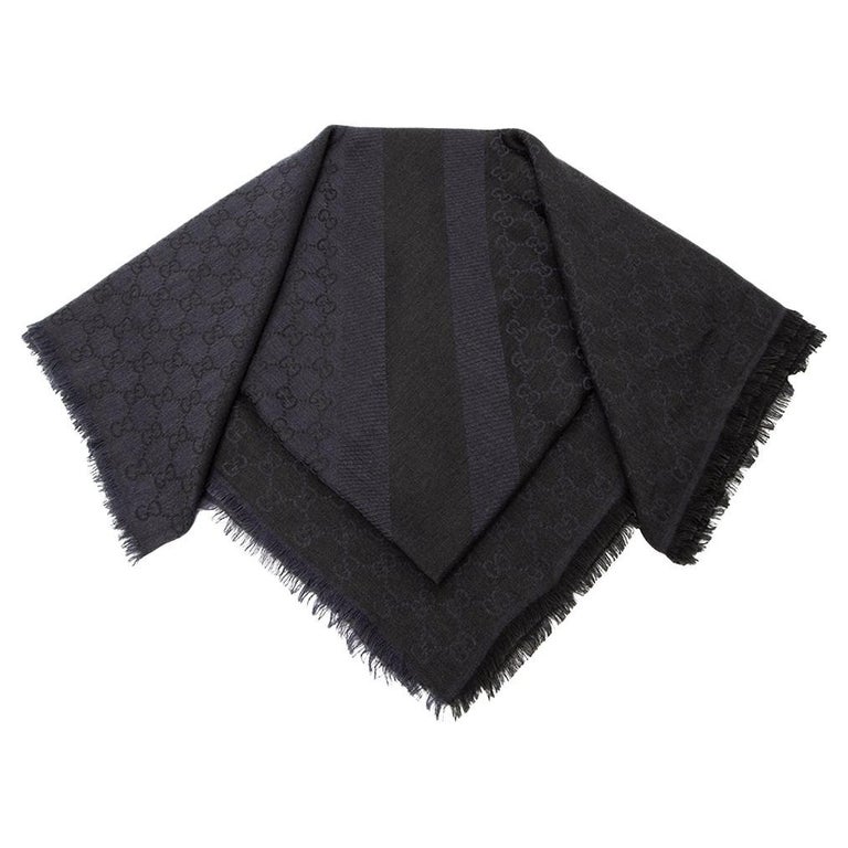Pre-Loved Gucci Women's Wool Monogram Scarf For Sale at 1stDibs